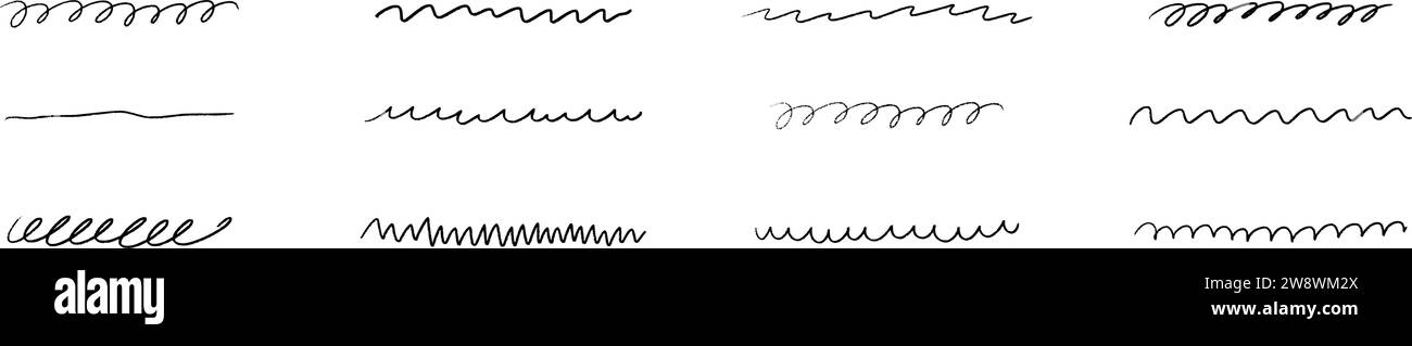 Wavy line with flowing curves. Swirls, zigzags, and doodle elements ...