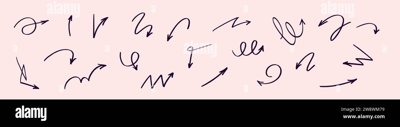 Doodle emphasis arrow icon. Design quirky twist zigzag line, spring ...