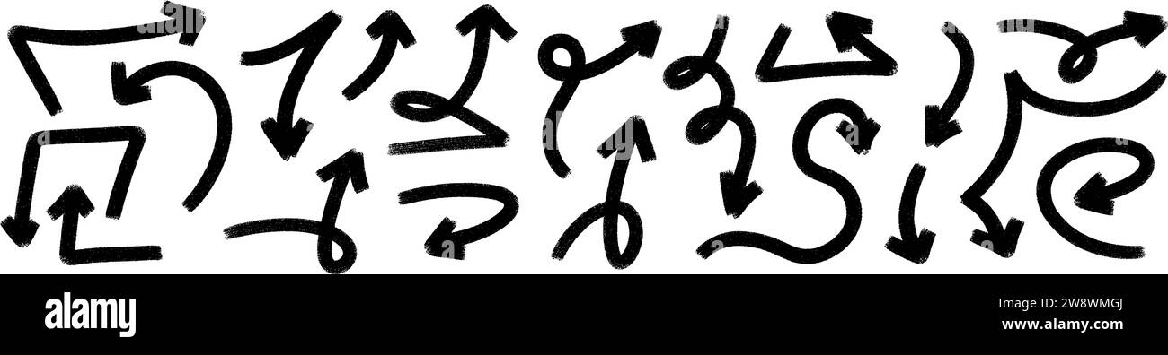 Doodle emphasis arrow icon. Design quirky twist zigzag line, spring ...