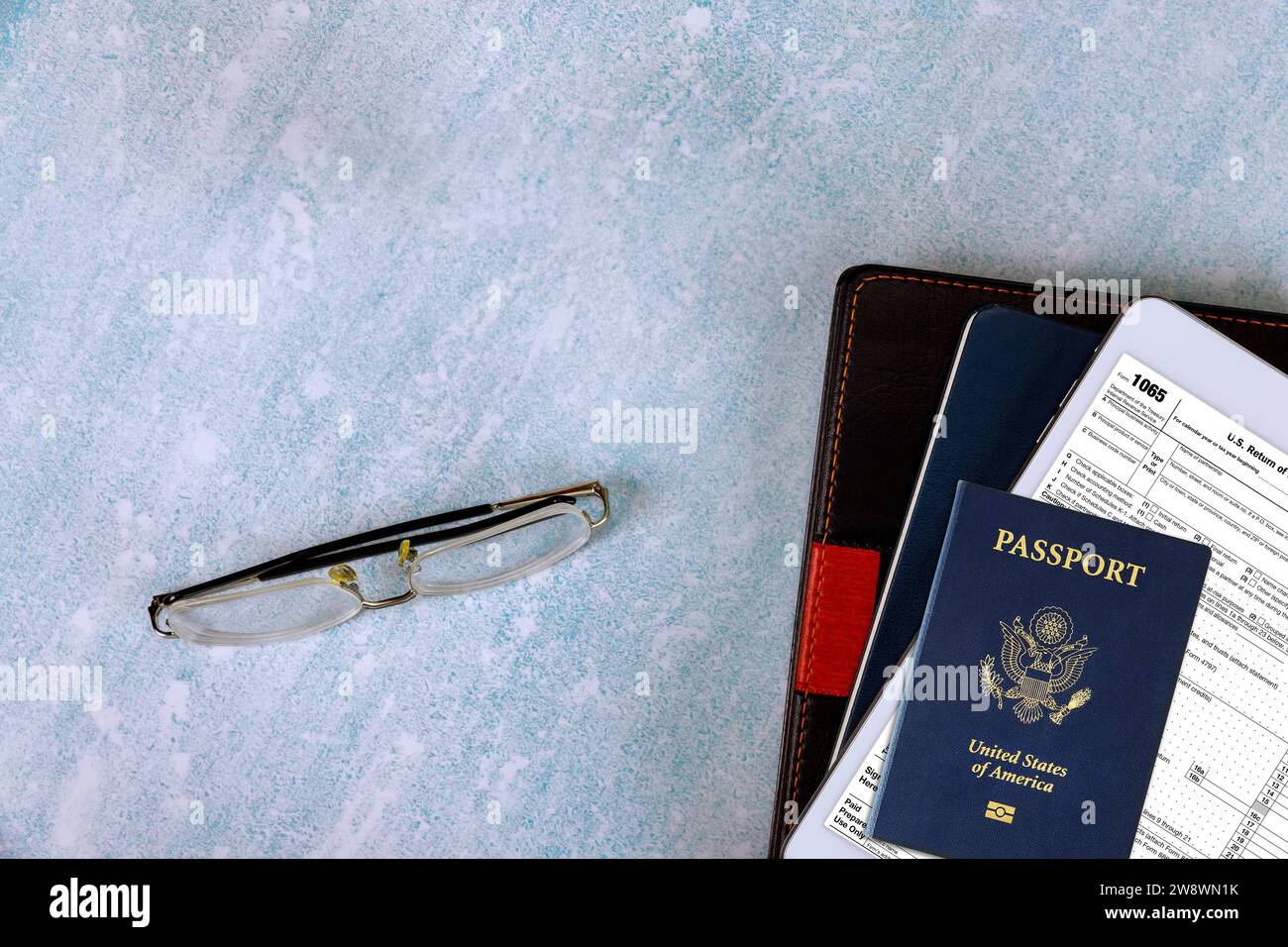 American passport, US Return of Partnership Income Tax Form 1065 with ...