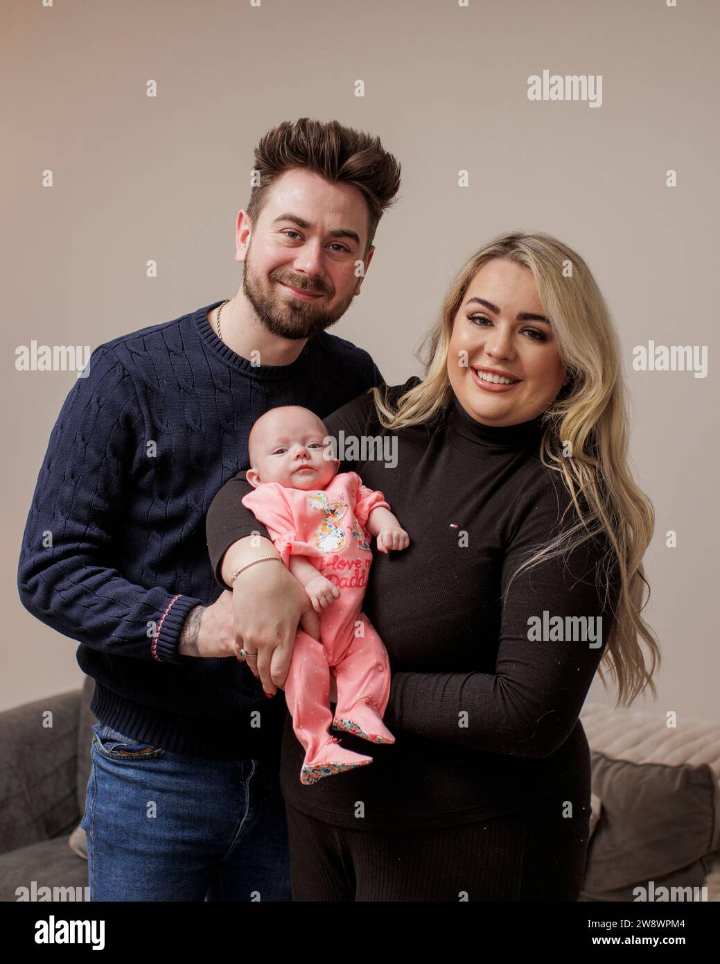 Marcus and Rachel Gilmore with their daughter Raina at their home ...
