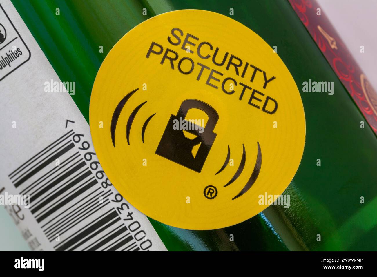 Security Protected sticker label on bottle of wine Stock Photo - Alamy