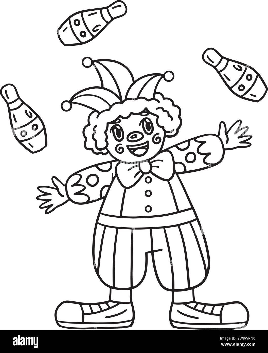 Circus clown coloring page drawing for kids hi-res stock photography ...