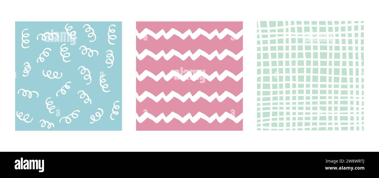 Simple Geometric Hand Drawn Irregular Patterns. Colored Doodle ...