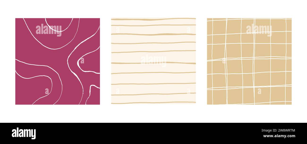 Simple Geometric Hand Drawn Irregular Patterns. Colored Doodle ...