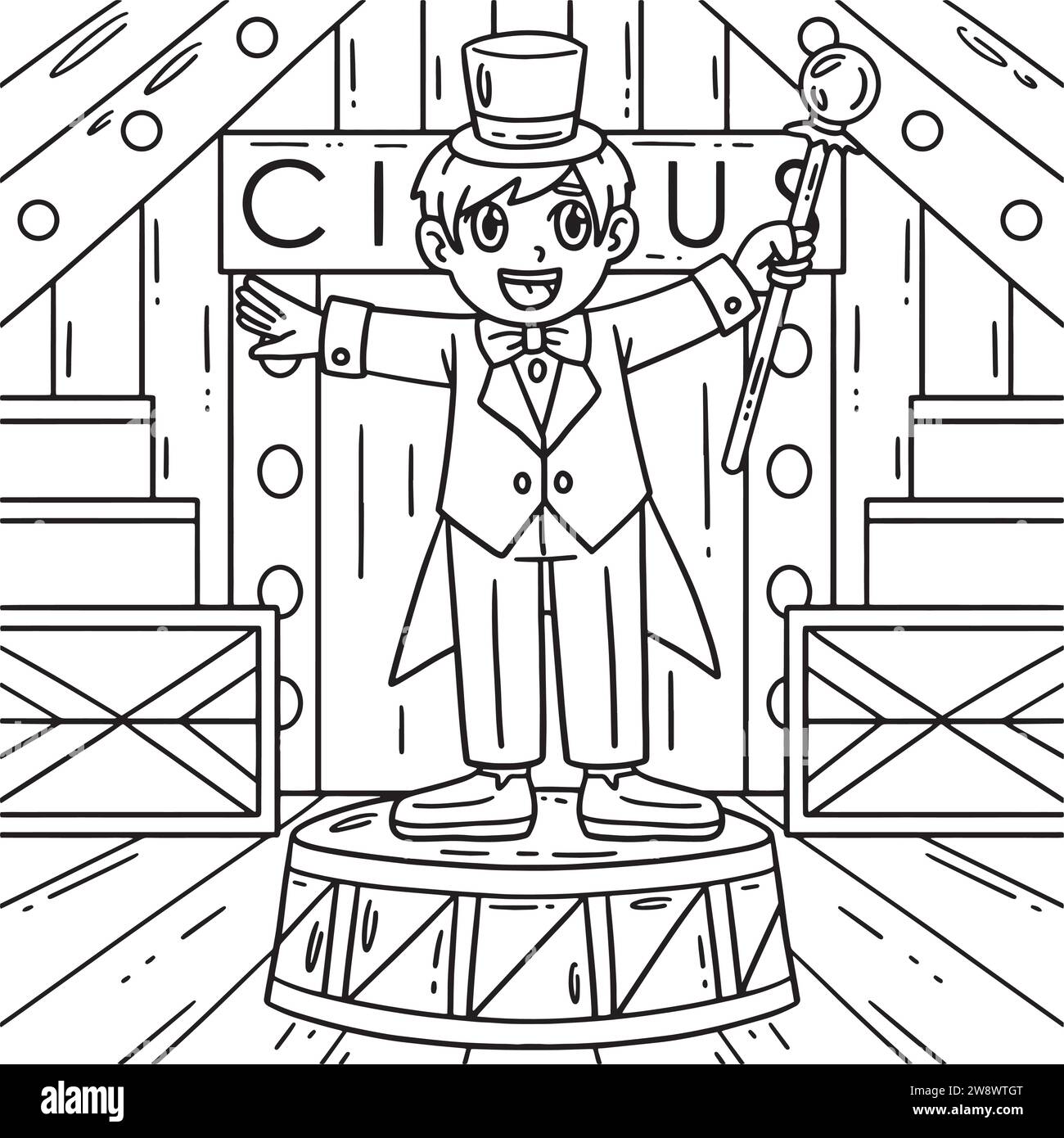 Circus Ring Master Coloring Page for Kids Stock Vector Image & Art - Alamy