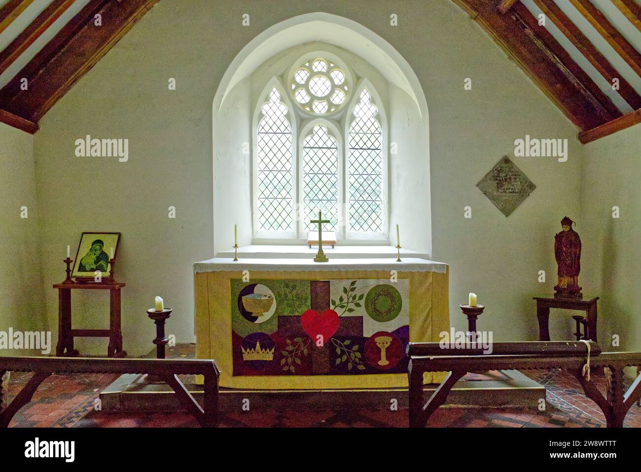Interior of St Davids Old Church, Llanwrtyd Wells, Powys, Wales, UK ...