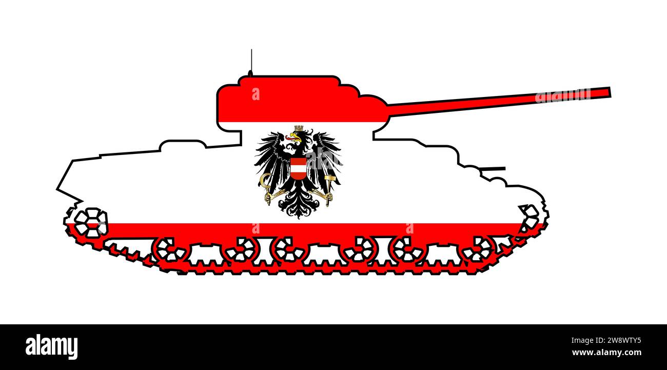 An outline silhouette of typical Austria battle tank showing the ...