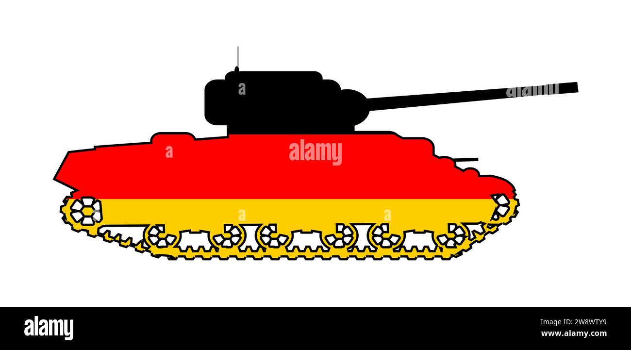 An outline silhouette of typical German battle tank showing the Germany ...