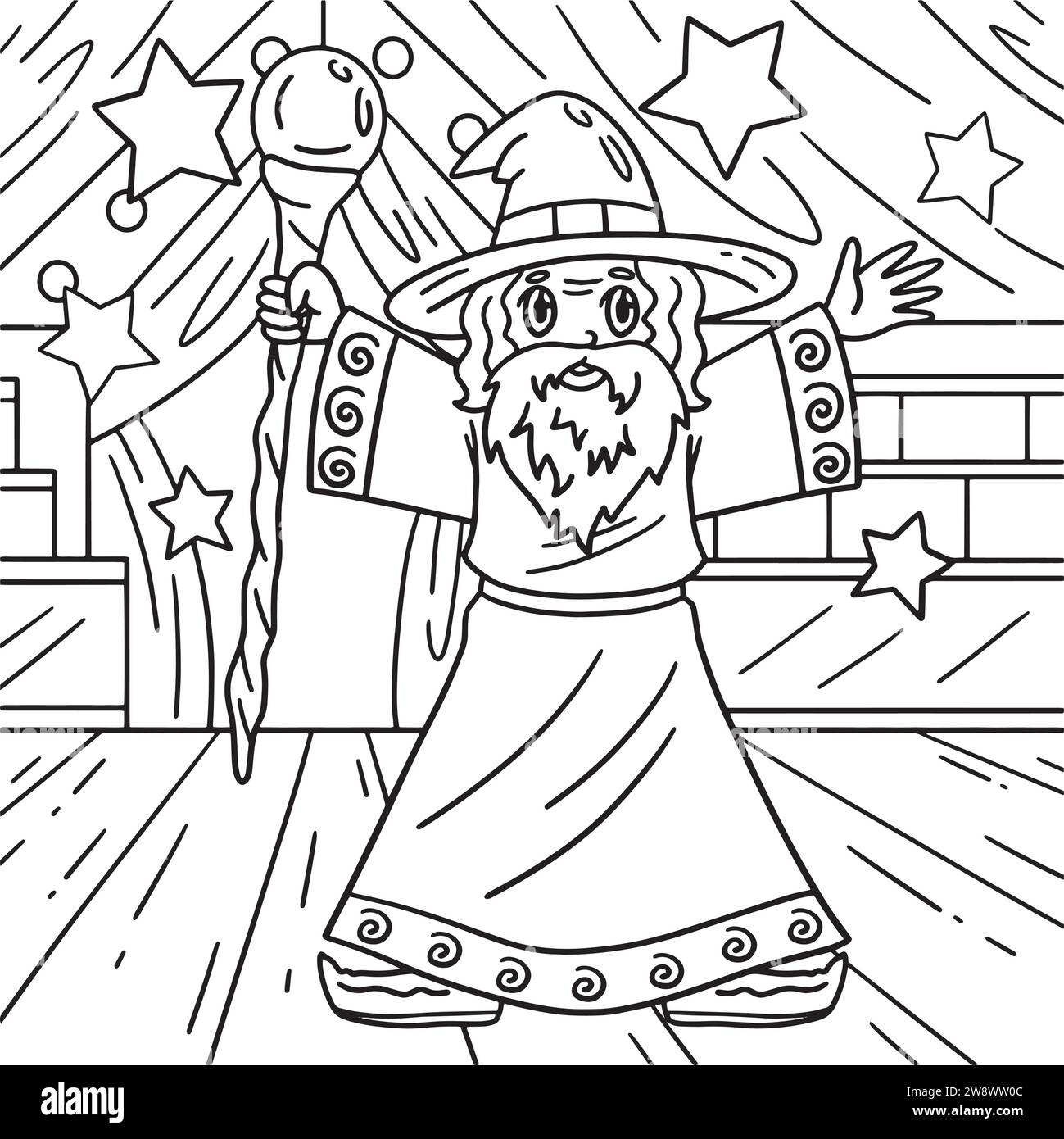 Circus Wizard Spreading Stars Coloring Page Stock Vector Image & Art ...