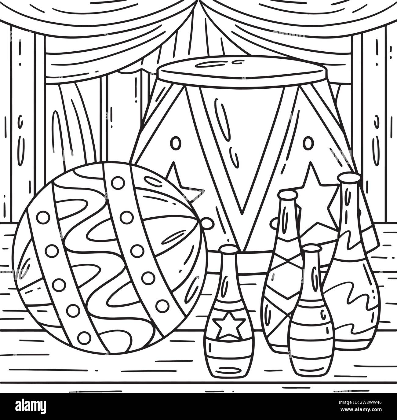Juggling Circus Equipment Coloring Page for Kids Stock Vector Image ...