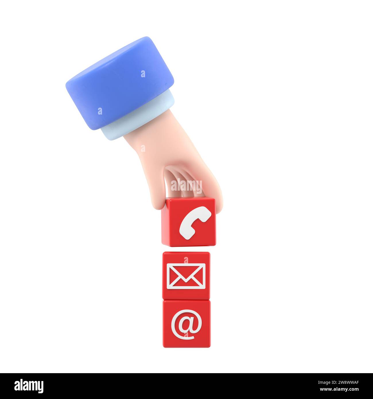 Cartoon Gesture Icon Mockup. 3d hand stacking three contact symbols,3D ...
