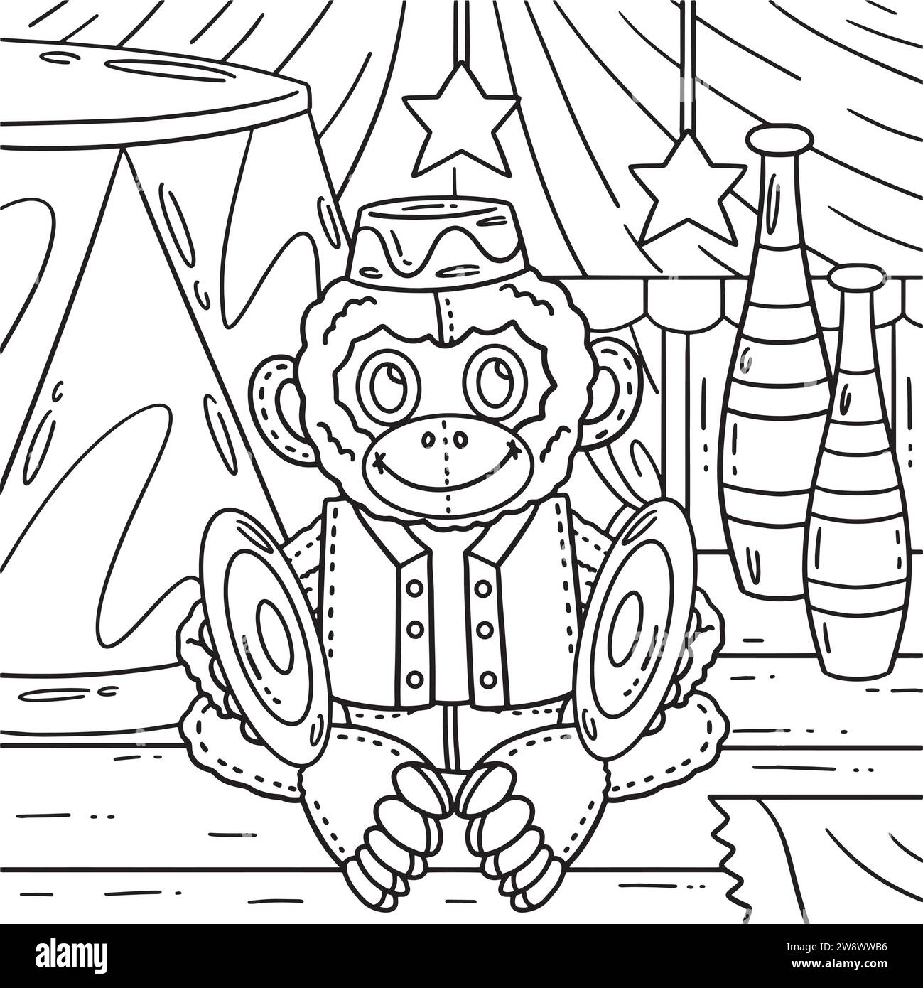 Circus Monkey Toy Coloring Page for Kids Stock Vector Image & Art - Alamy