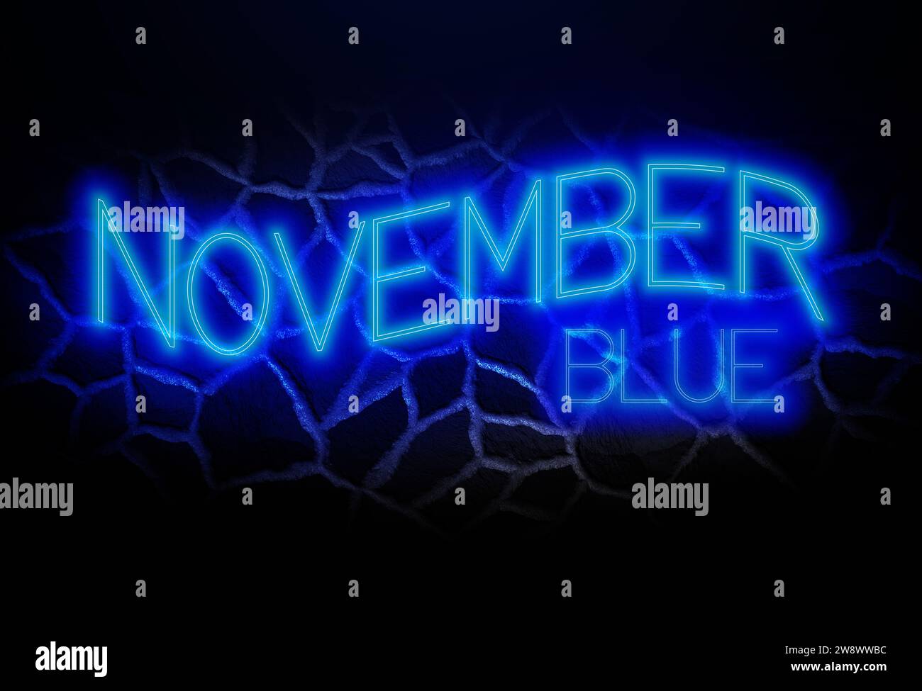 3d illustration,stone wall background,with neon blue november,lit ...