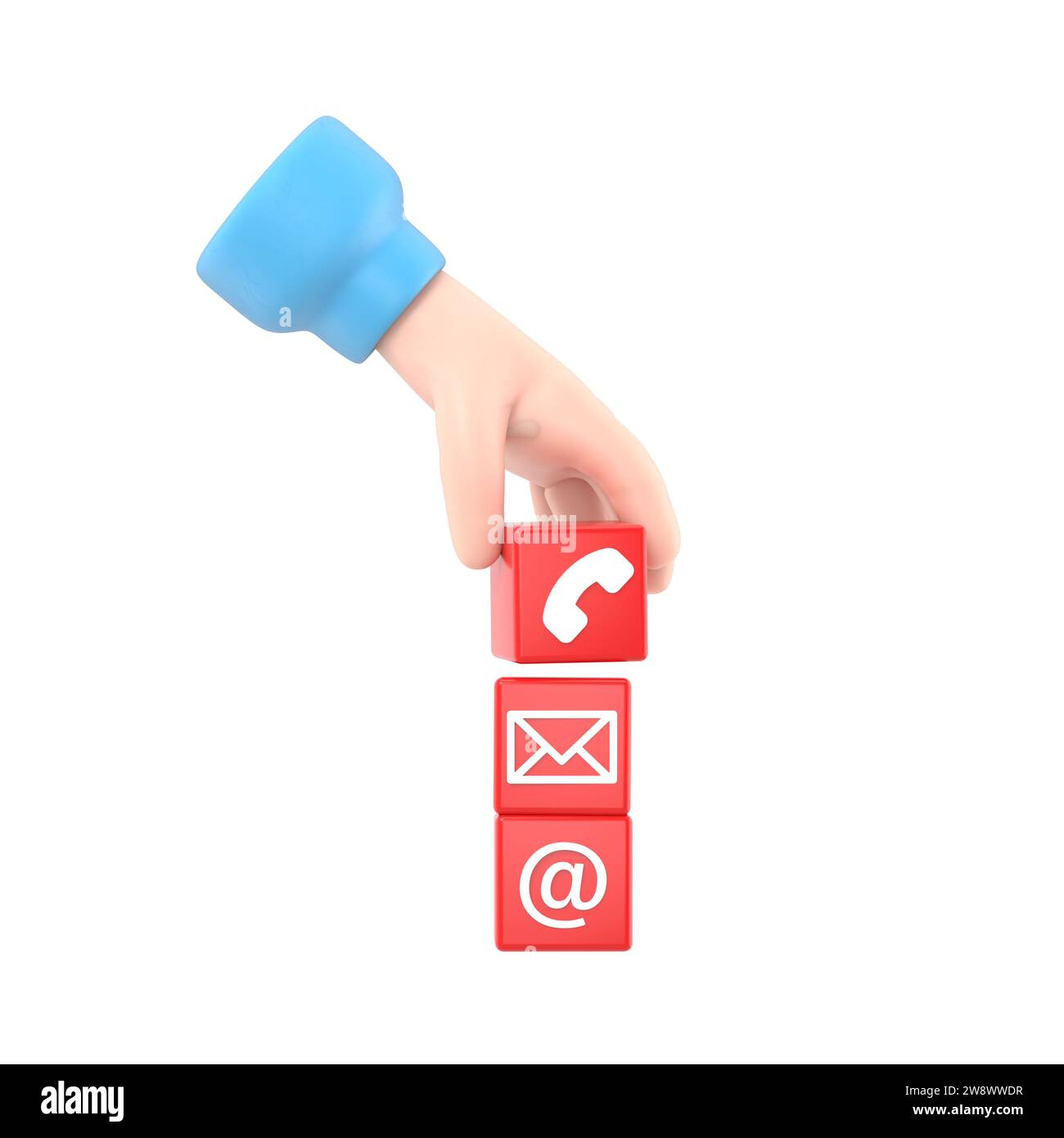 Cartoon Gesture Icon Mockup. 3d hand stacking three contact symbols,3D ...