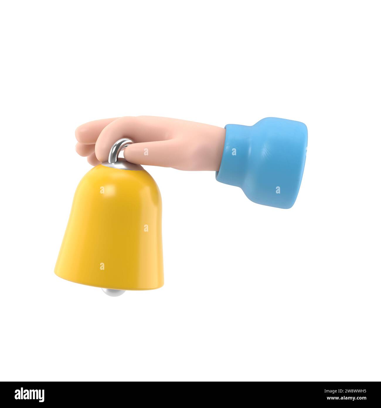 Cartoon Gesture Icon Mockup.Cartoon hand holding bell.3D rendering on ...