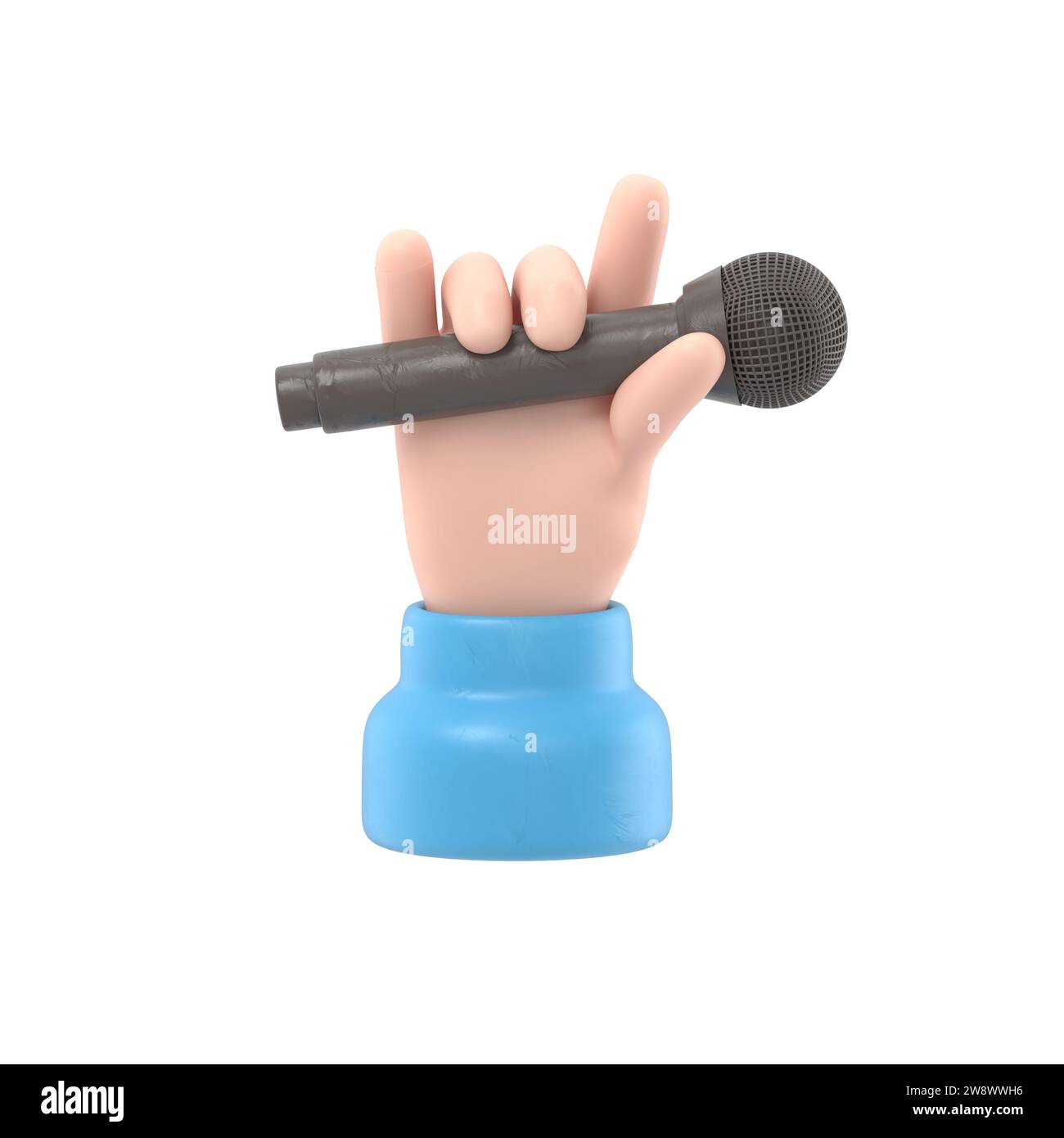 Cartoon Gesture Icon Mockup.Cartoon hand holding microphone and showing ...