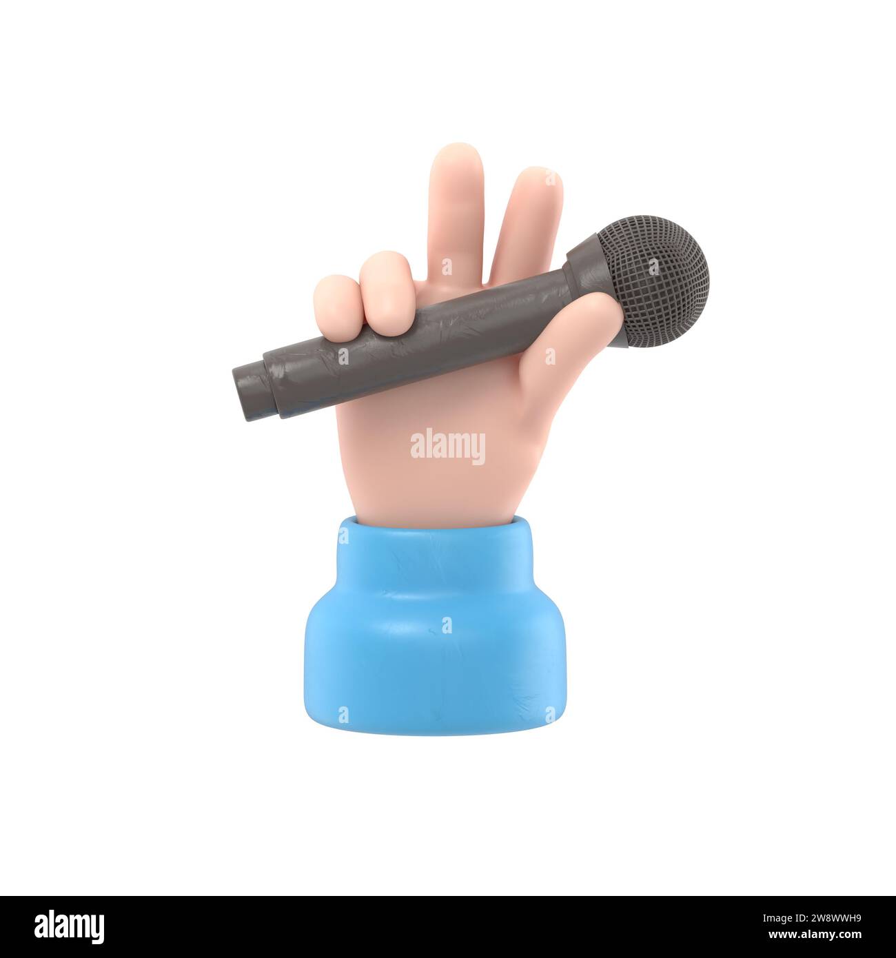 Cartoon Gesture Icon Mockup.Cartoon hand holding microphone and showing ...