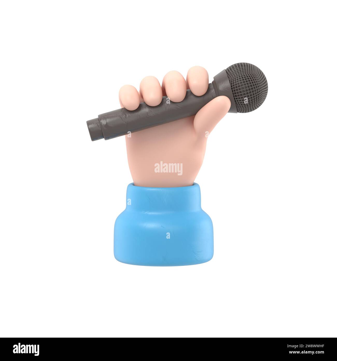 Cartoon Gesture Icon Mockup.Cartoon hand holding microphone.3D ...