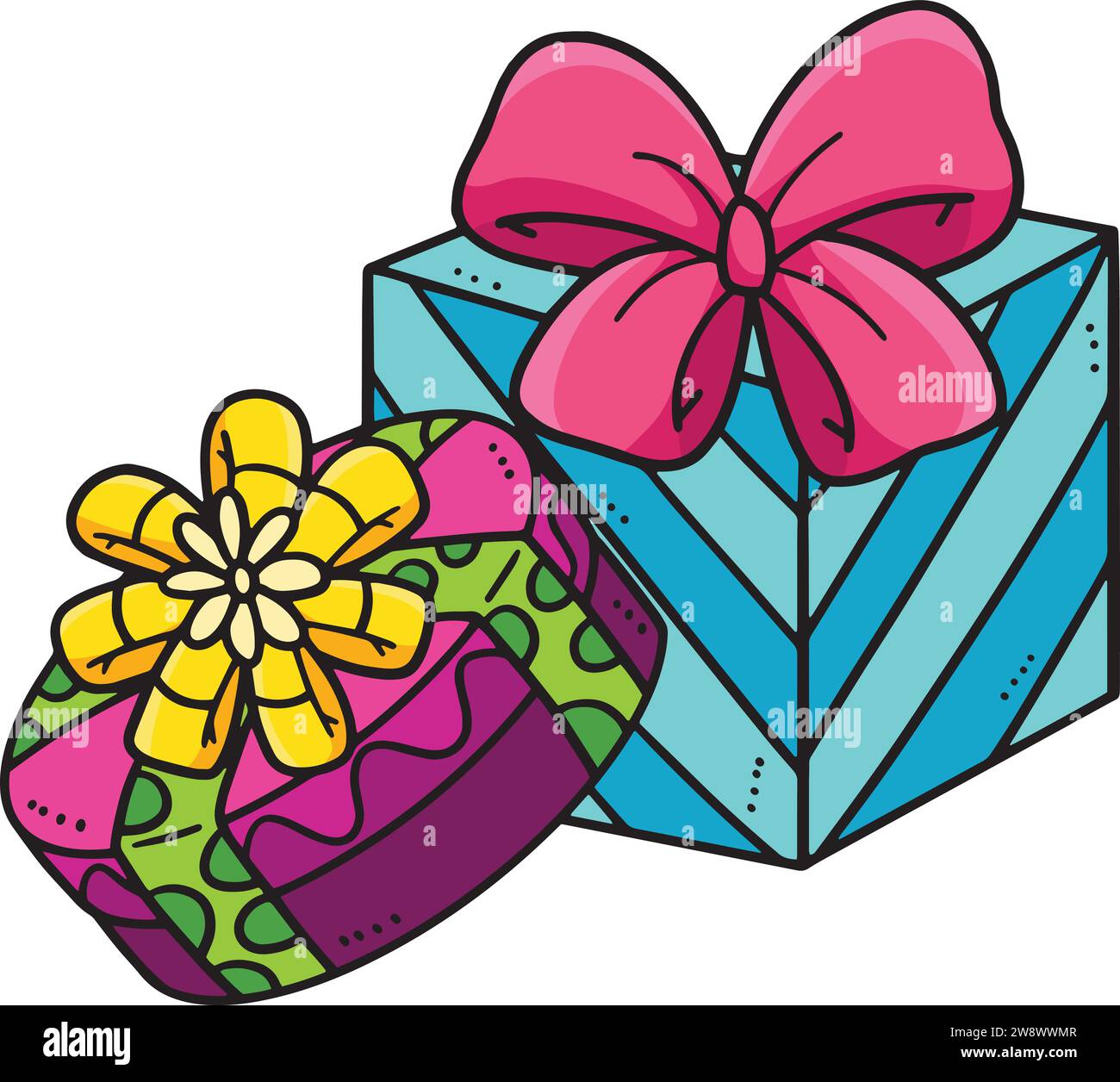 Birthday Gift Cartoon Colored Clipart Illustration Stock Vector Image ...