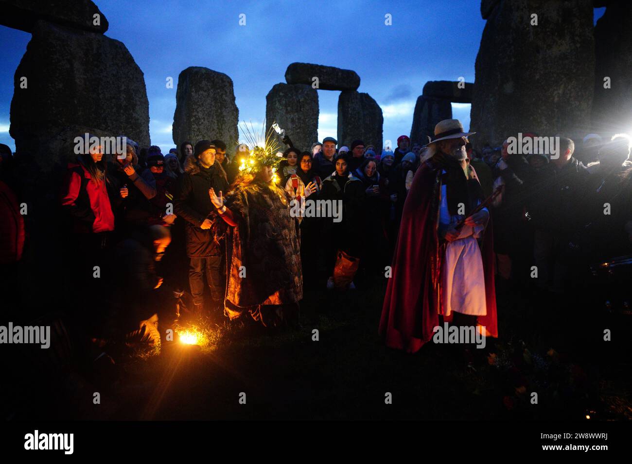People take part in the winter solstice celebrations at the Stonehenge ...