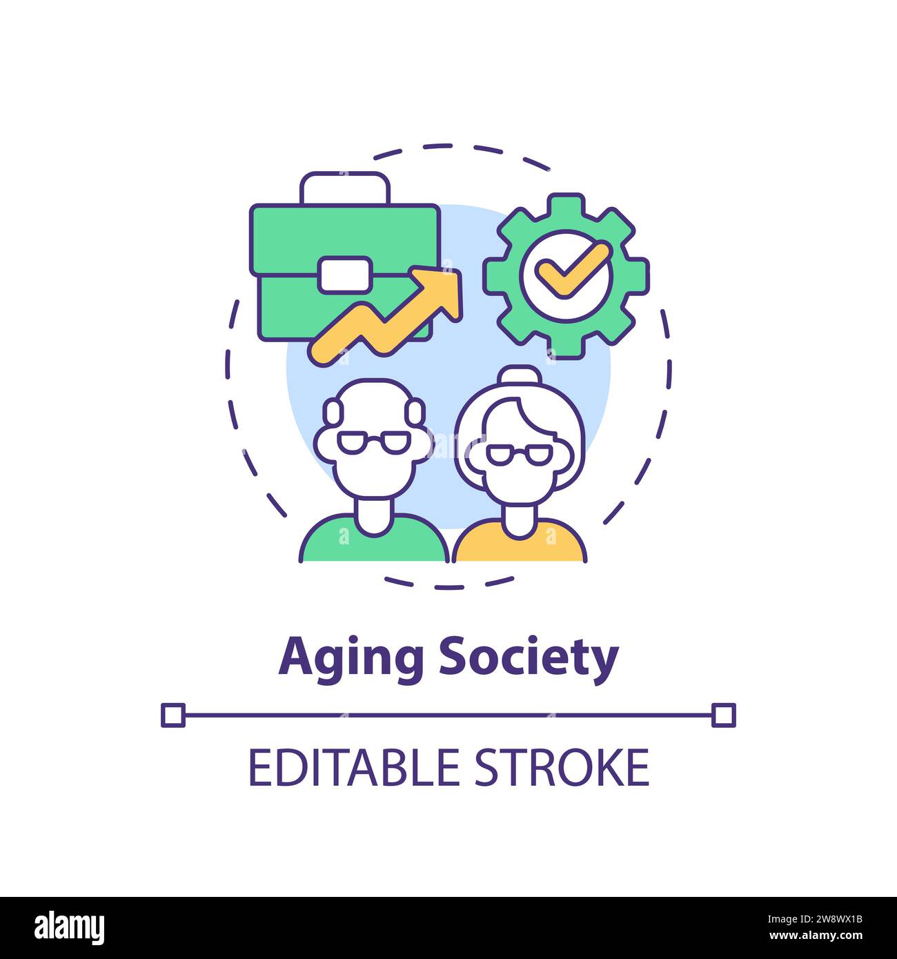 Thin line simple colorful aging society icon concept Stock Vector Image ... Thin line simple colorful aging society icon concept Stock Vector Image ...