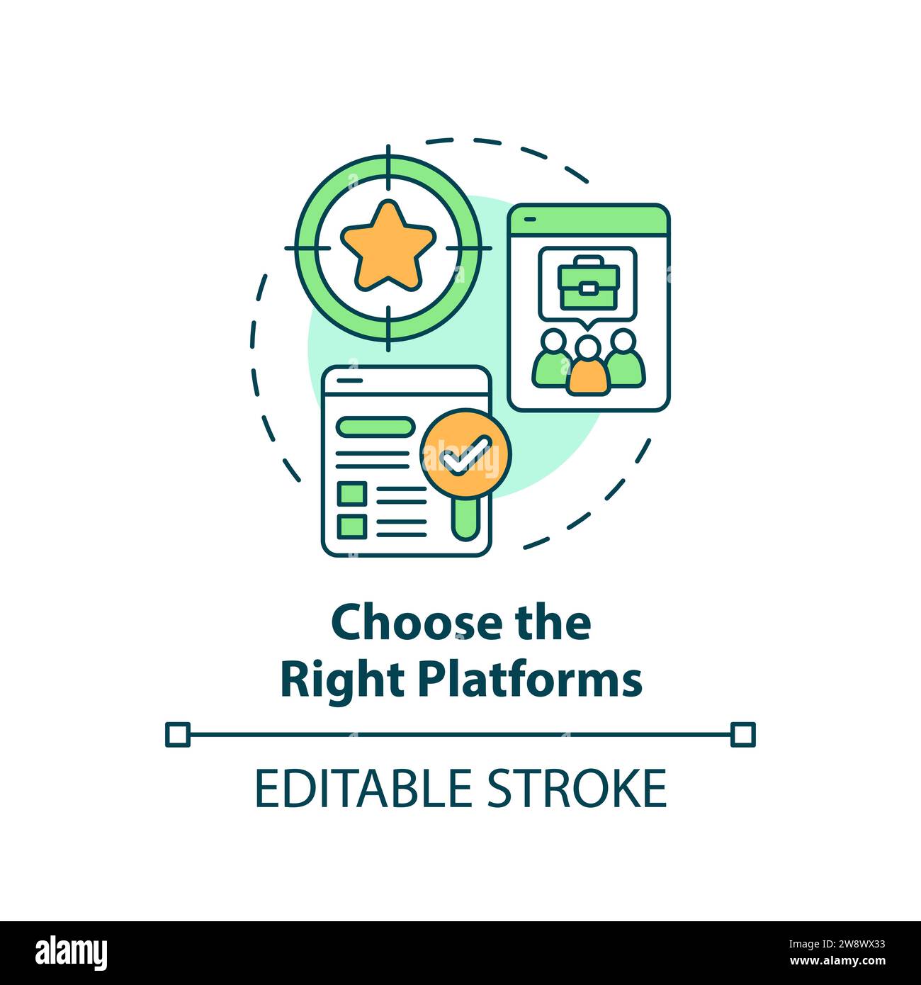 Thin line colorful choose the right platforms icon concept Stock Vector ...