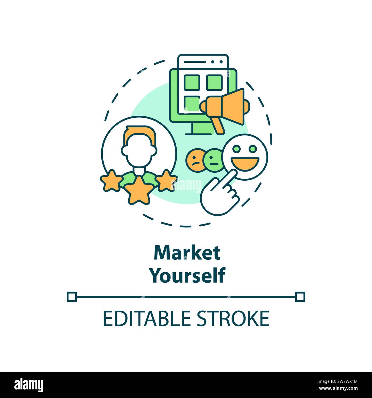 Thin line simple colorful market yourself icon concept Stock Vector ...