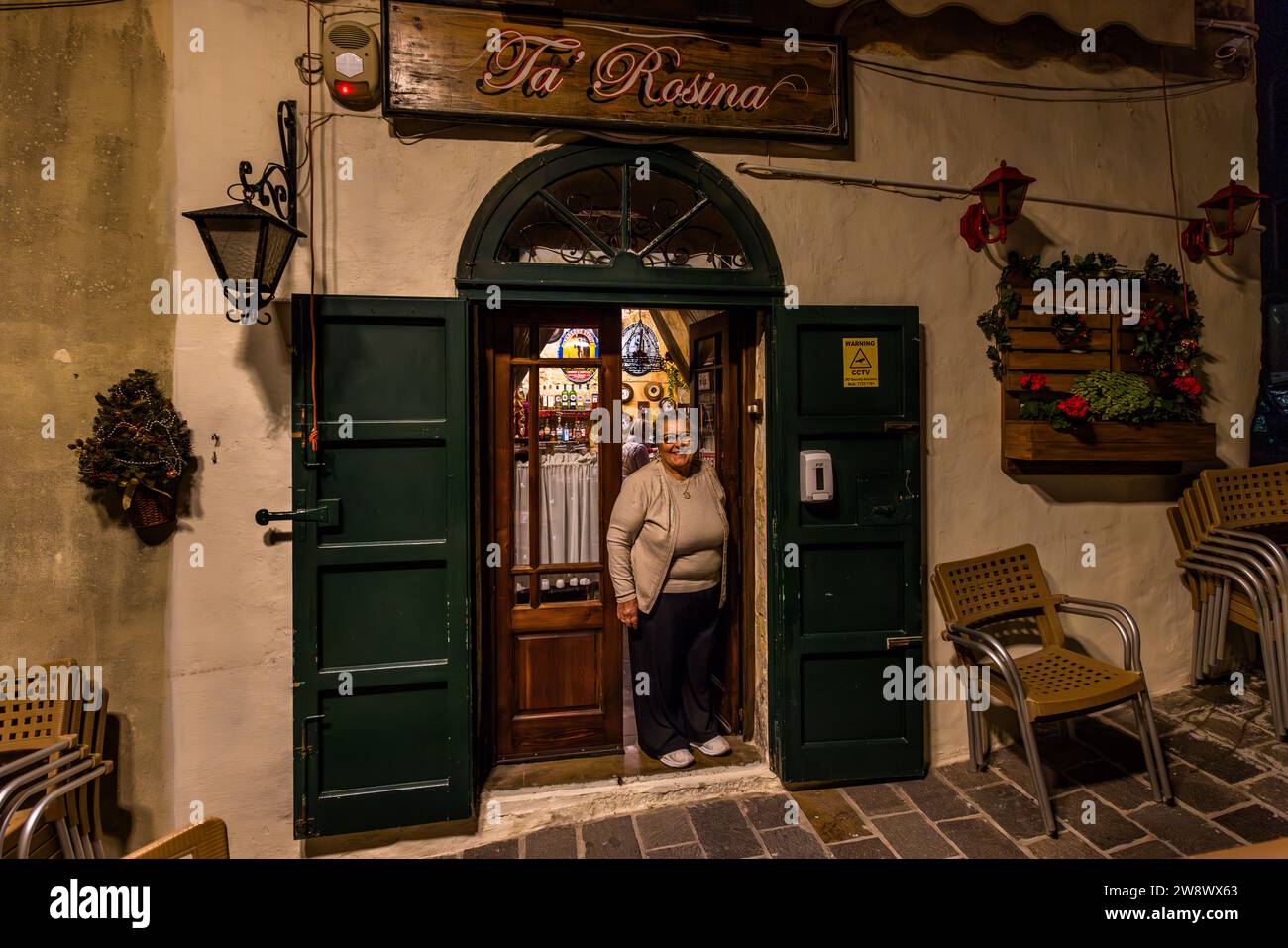 Rosina Tabone in front of her restaurant Ta' Rosina in the village of ...