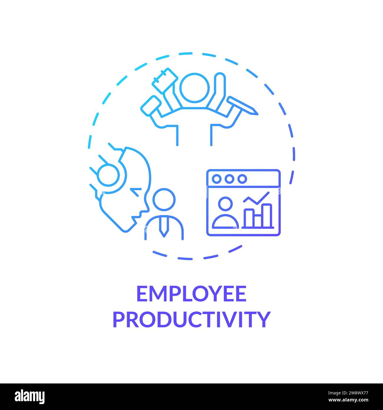 Thin line simple gradient employee productivity icon concept Stock Vector Image & Art - Alamy