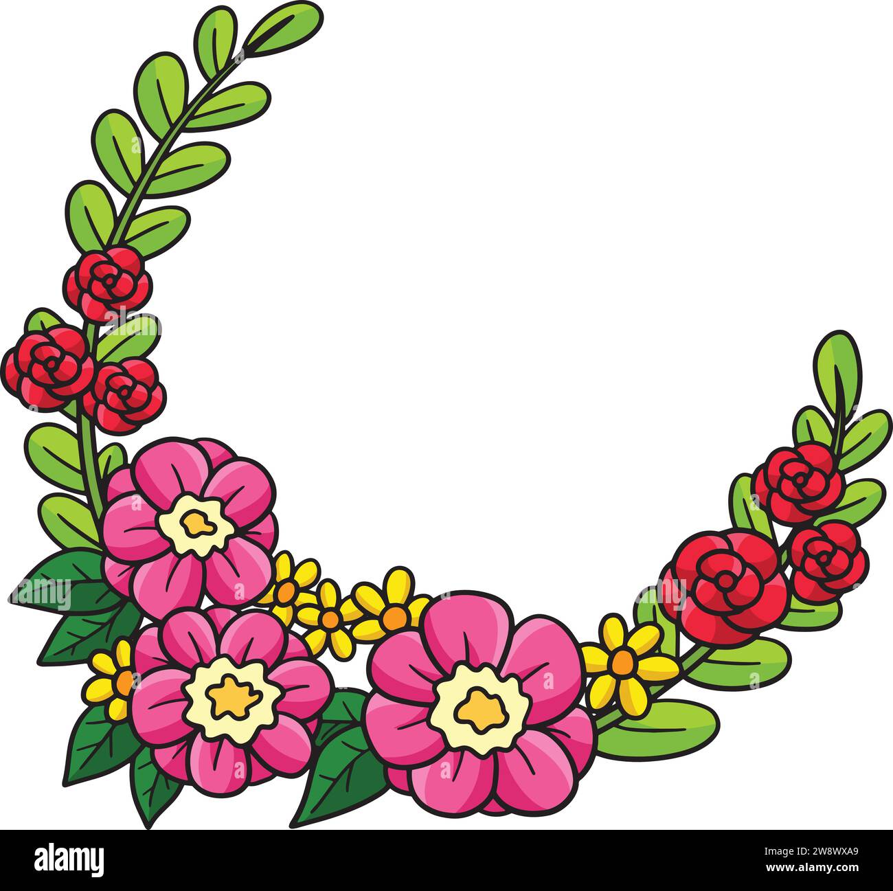 Floral Wreath Cartoon Colored Clipart Illustration Stock Vector Image ...