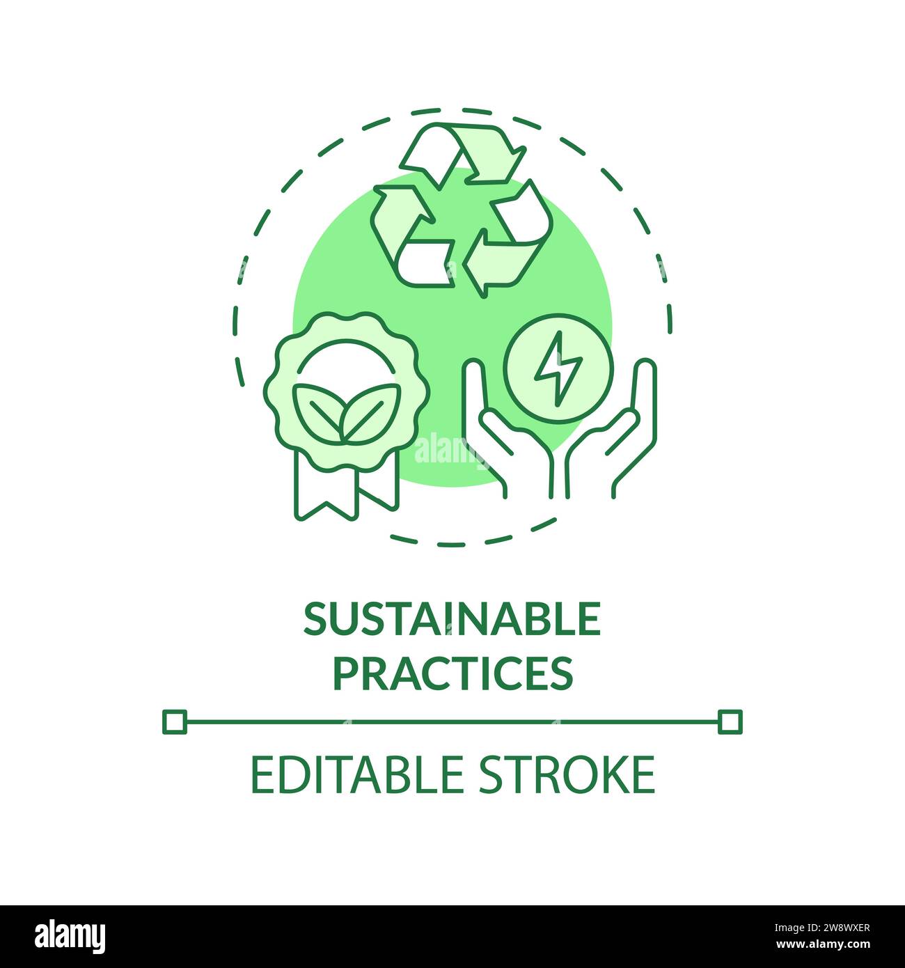 Thin line simple green sustainable practices icon concept Stock Vector Image & Art - Alamy