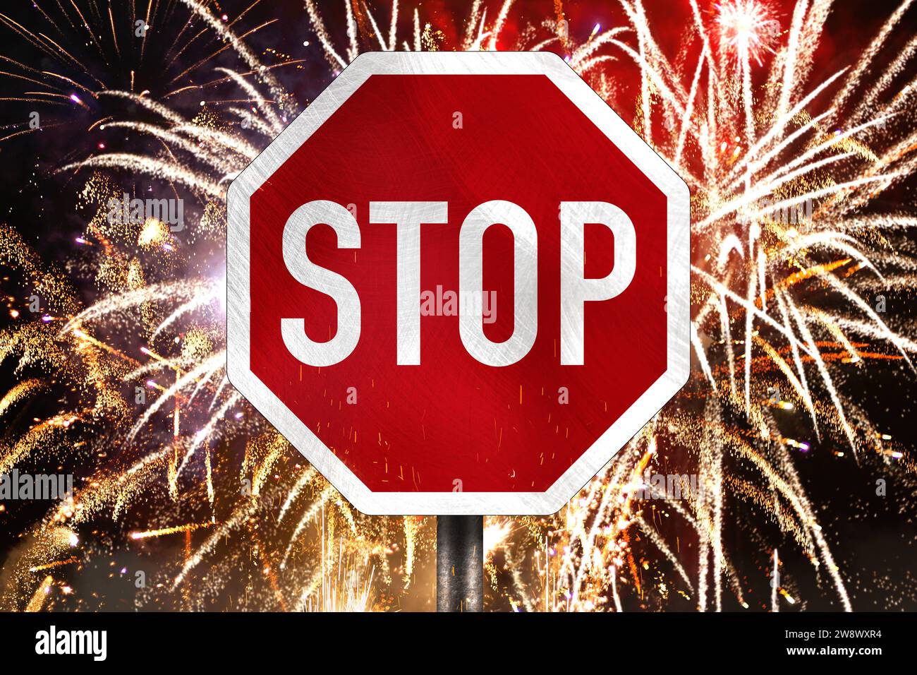 Germany - December 22, 2023: Stop sign in front of night sky with ...