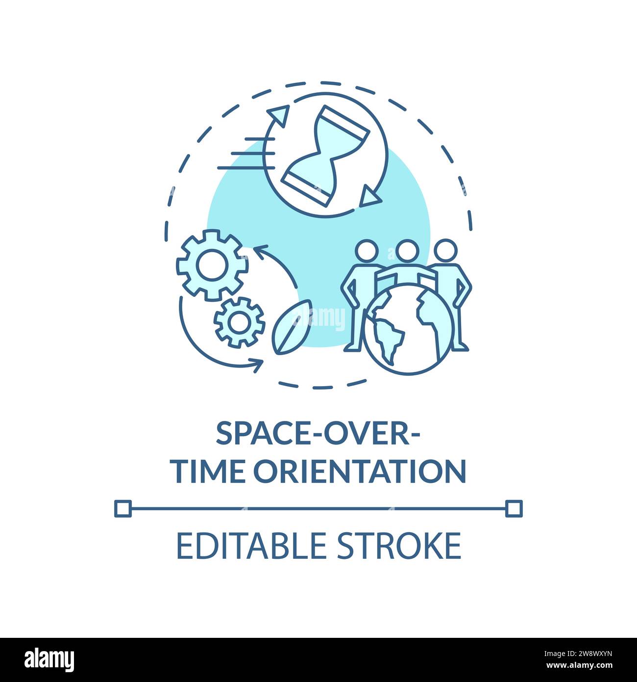 Thin line blue space over time orientation icon concept Stock Vector ...