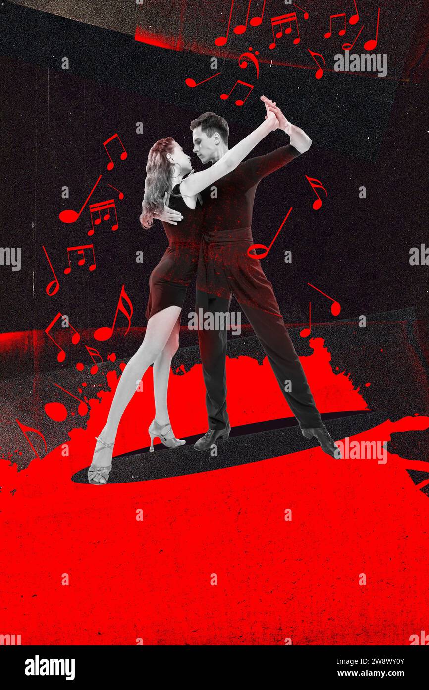 Passion and classic art. Beautiful young woman and man dancing ballroom ...