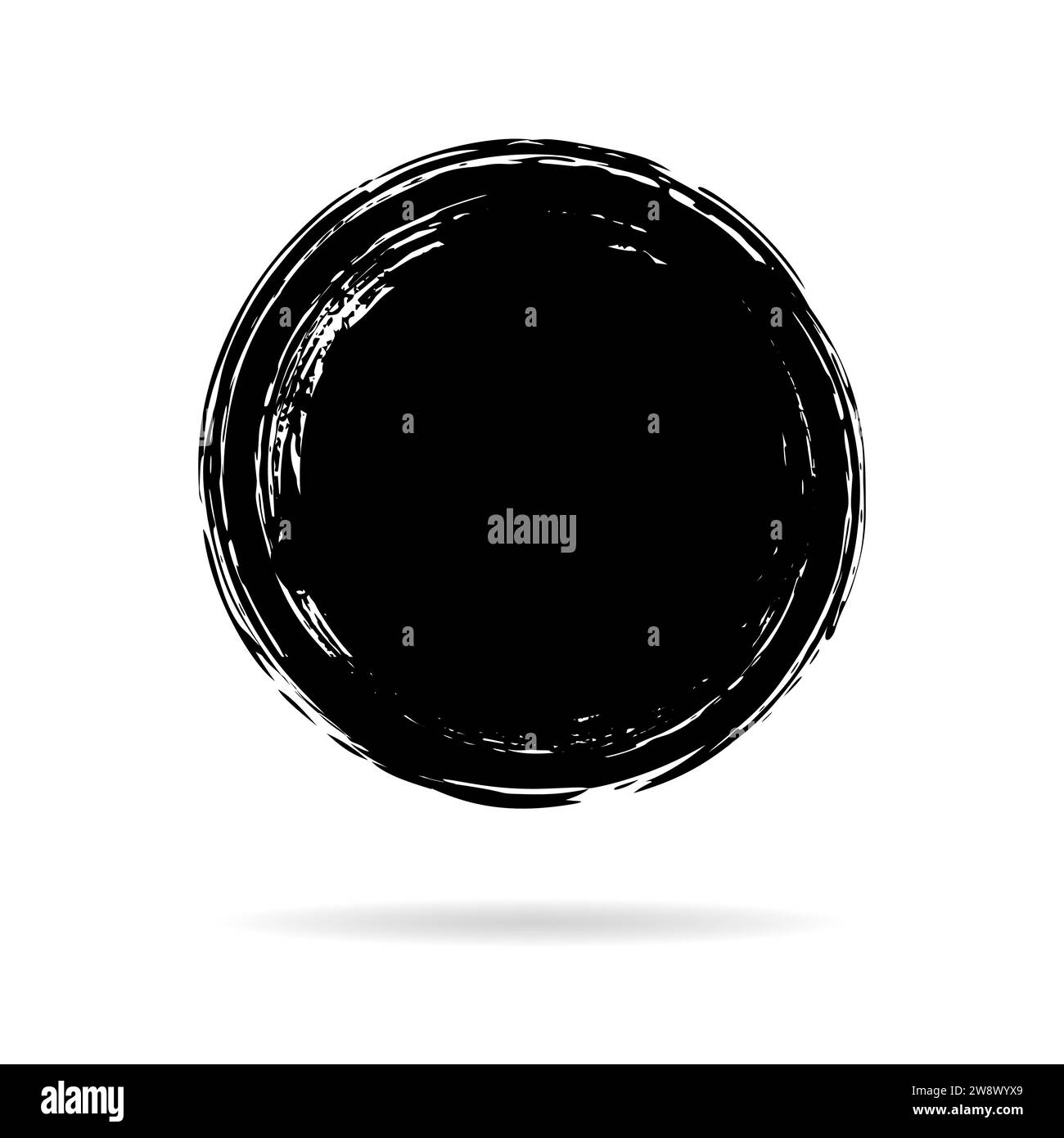 Hand painted ink blob. Black round button. Hand drawn grunge circle ...