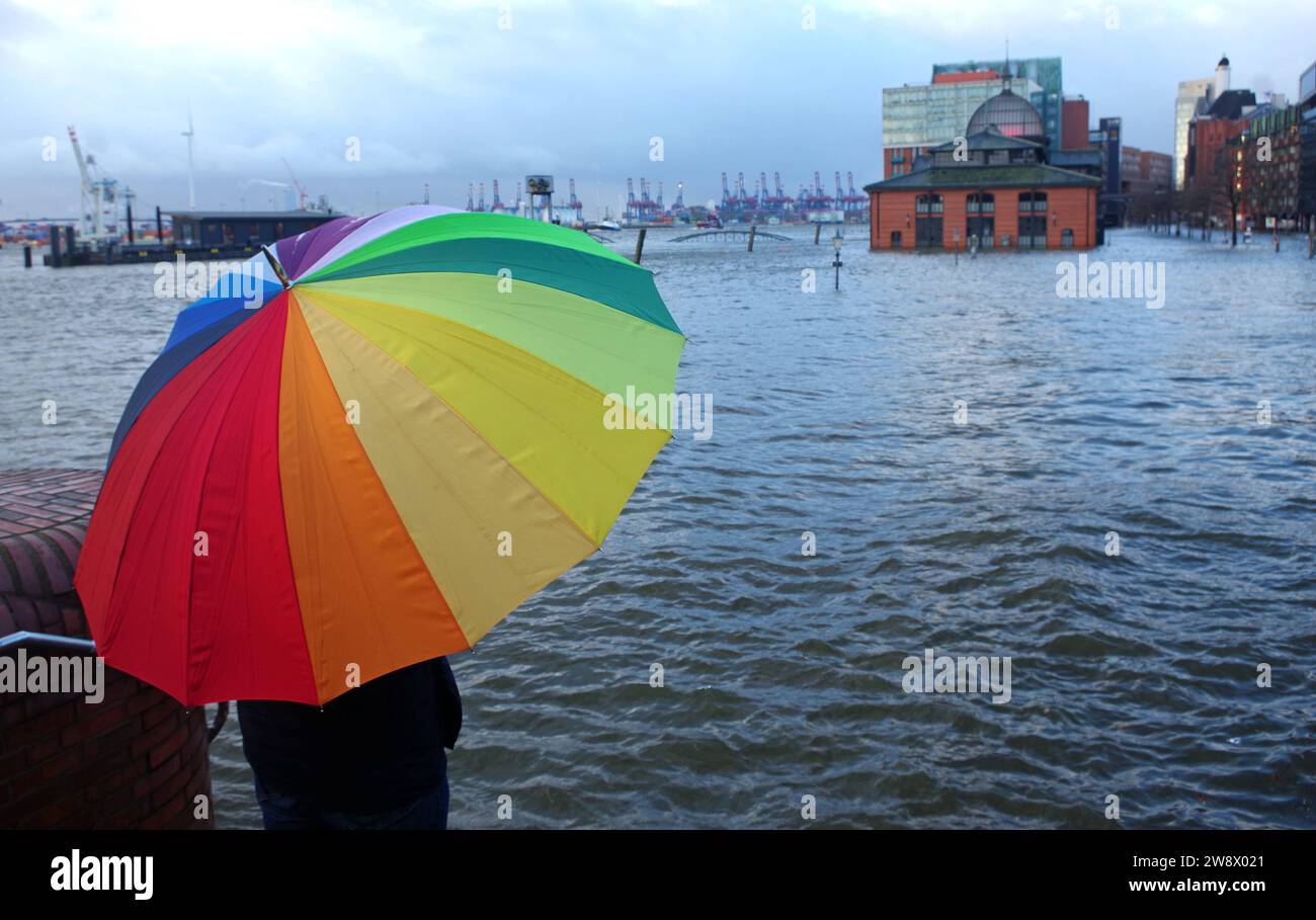 Der Orkan Zoltan sorgte auch im Hamburger Hafen für eine Sturmflut ...