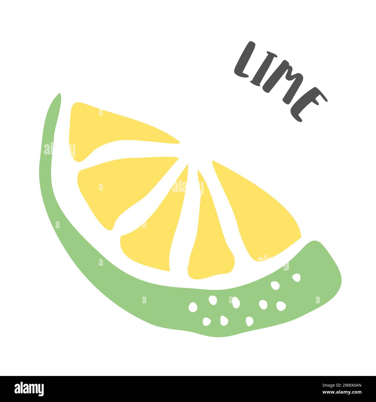 Lime drawing hand painted with ink brush isolated on white background ...