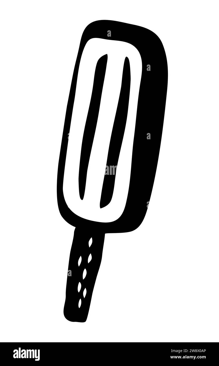 Ice lolly popsicle drawing hand painted with ink brush isolated on ...