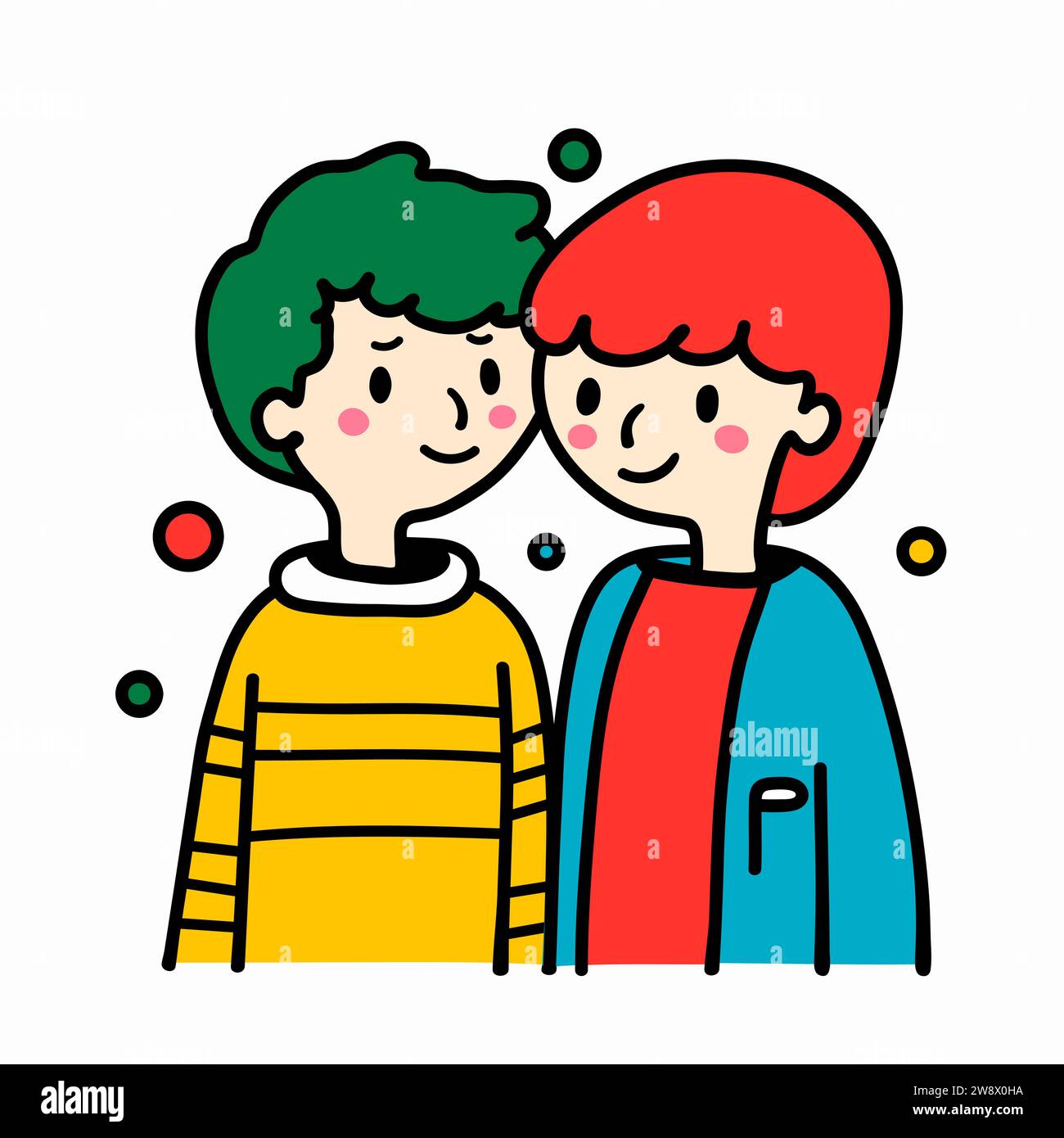 Cute couple in love. Hand drawn Vector Illustration in sketch doodle ...
