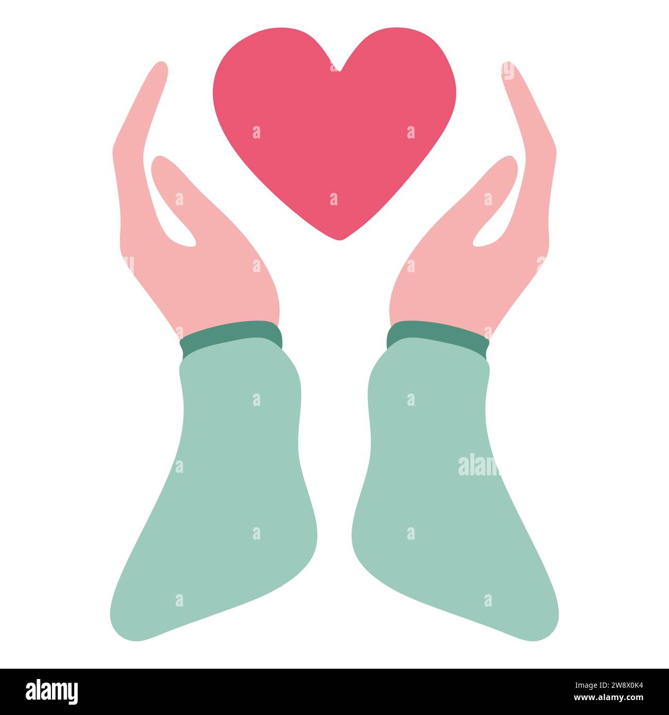 Human hands holding and protecting heart. Love, health and donation ...