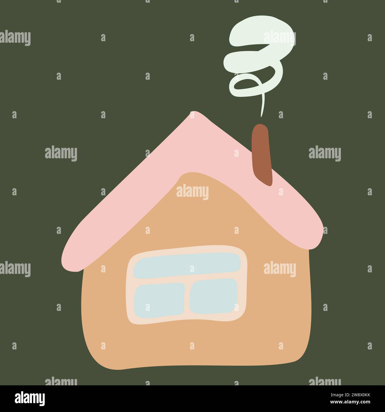 Old crooked house with Smoke out the Chimney. Isolated clipart cartoon ...