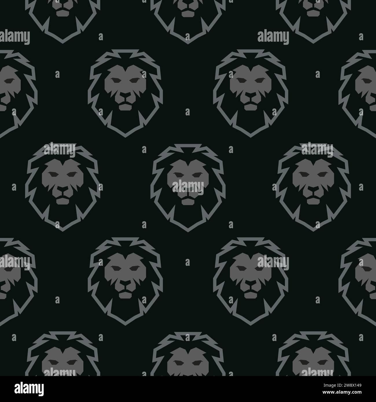 Lions head luxury seamless pattern in gray and black. Stylish animal ...