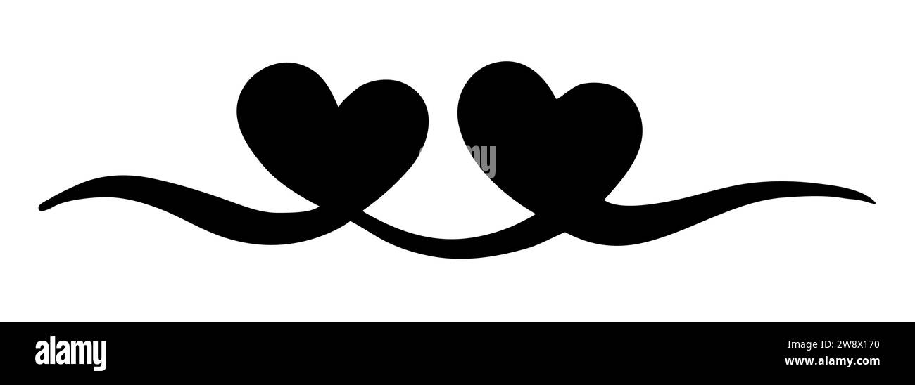 Heart Valentine's Day swash hand painted with brush and ink, isolated ...