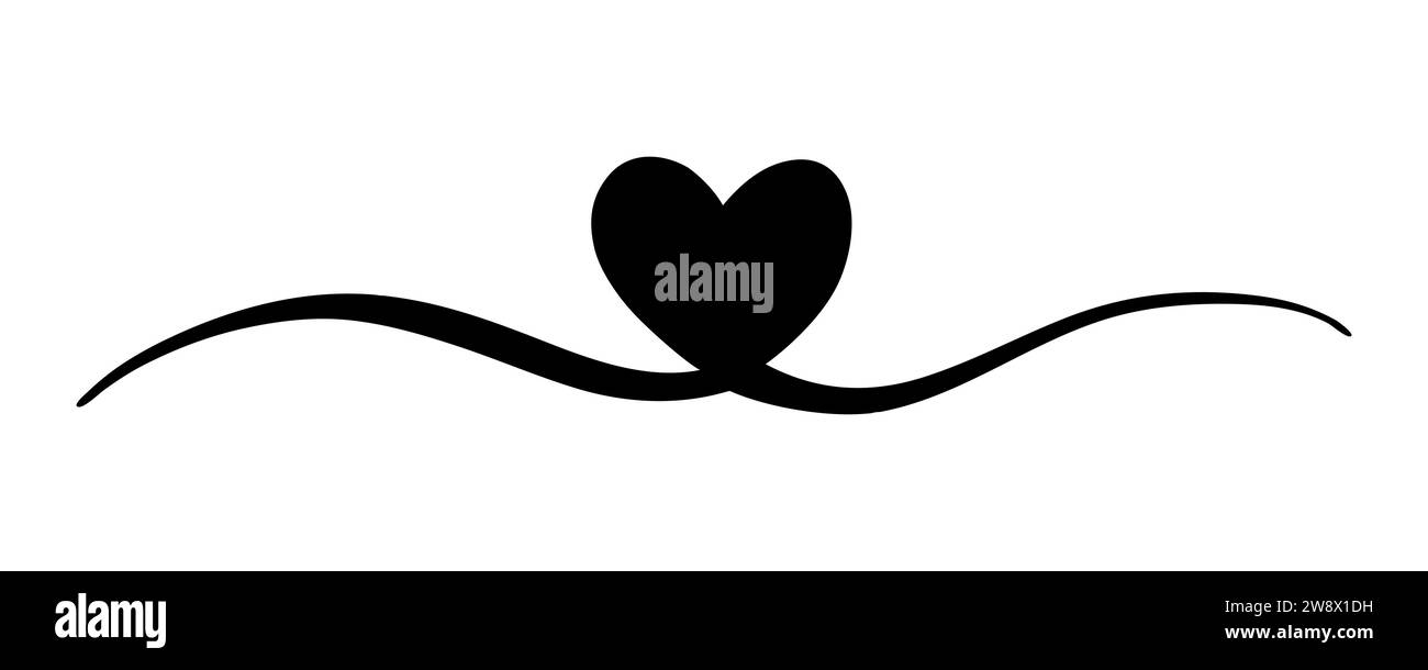 Heart Valentine's Day swash hand painted with brush and ink, isolated ...