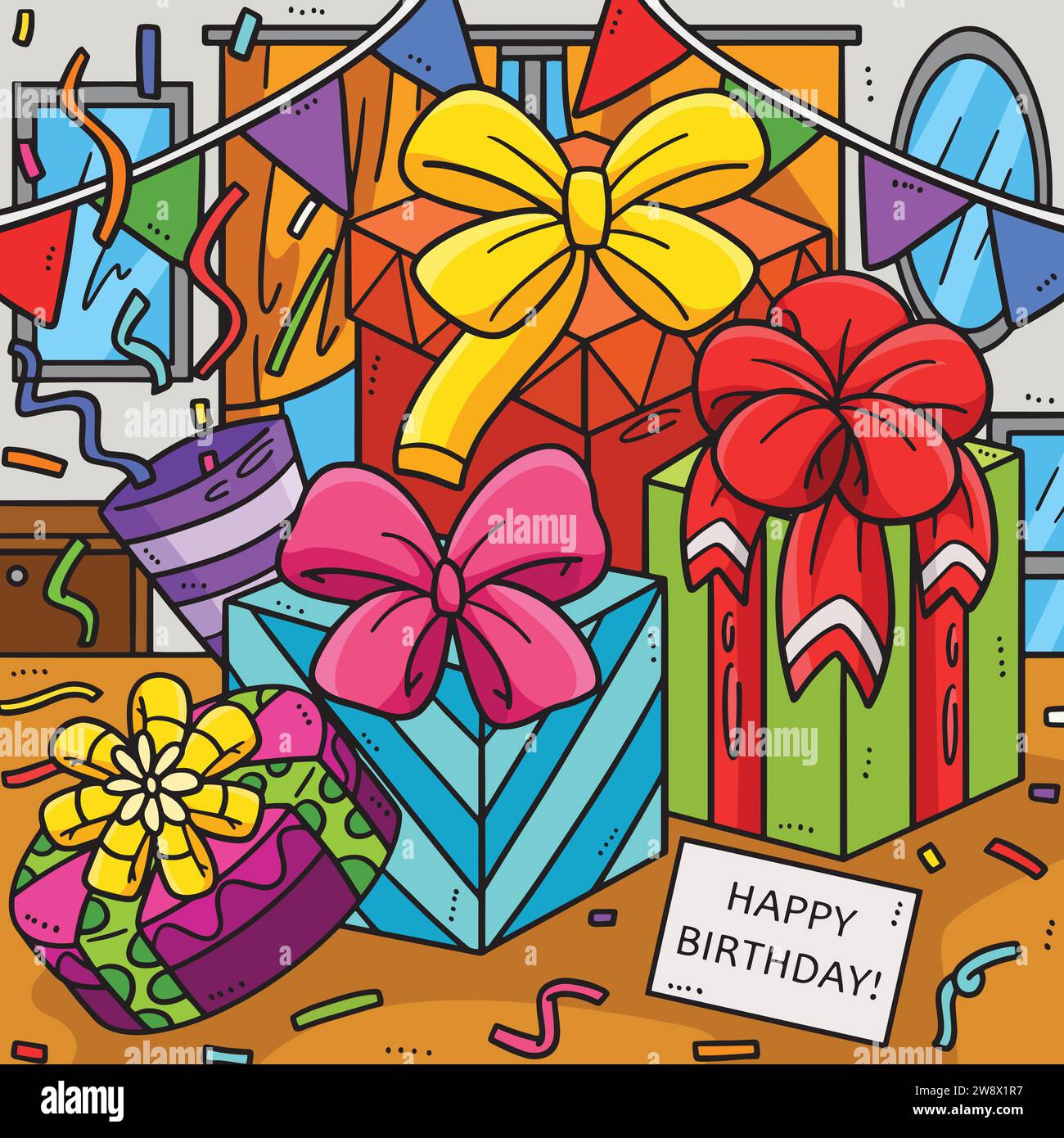 Birthday Gift Colored Cartoon Illustration Stock Vector Image & Art - Alamy