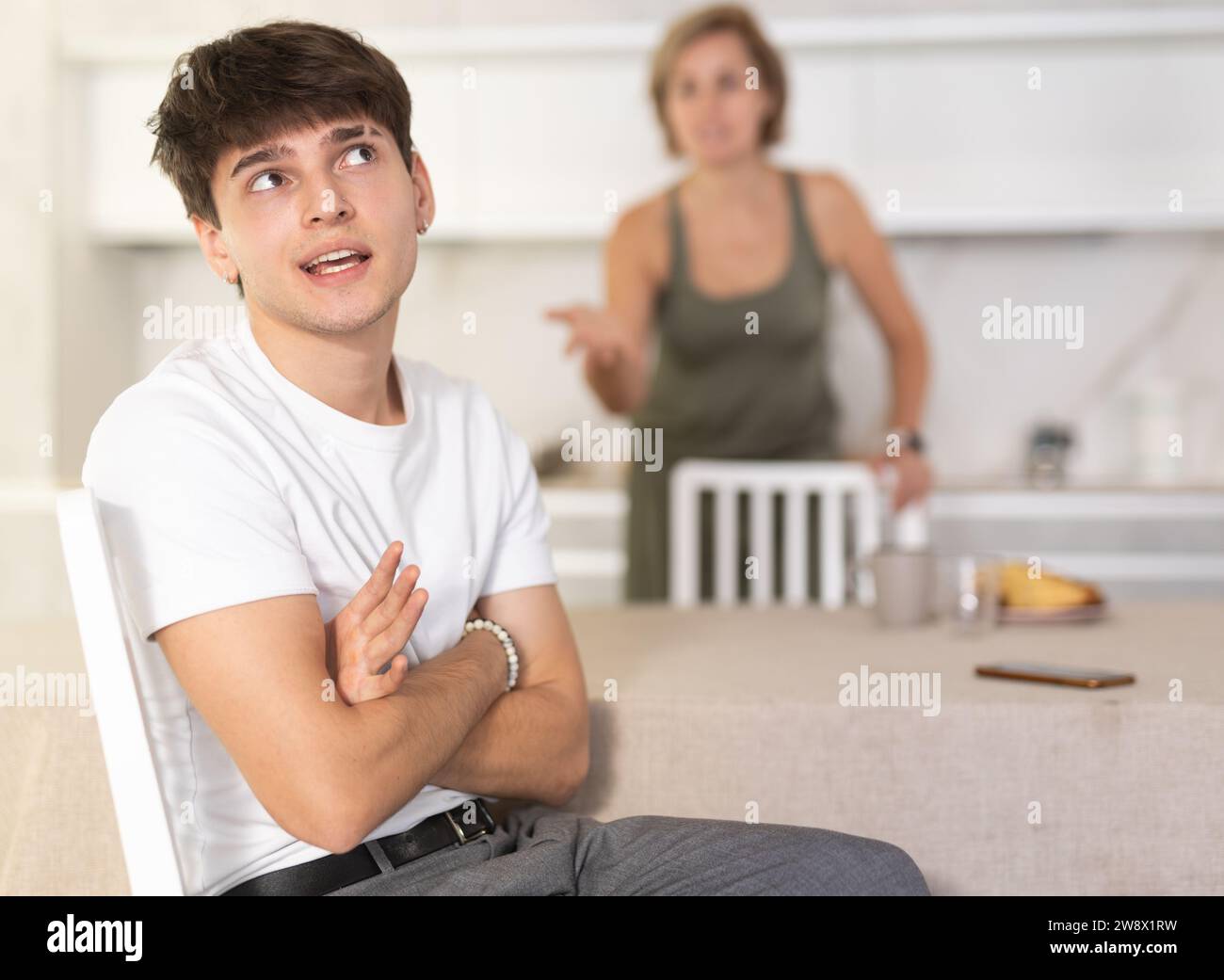 Angry emotional young mother hi-res stock photography and images - Alamy
