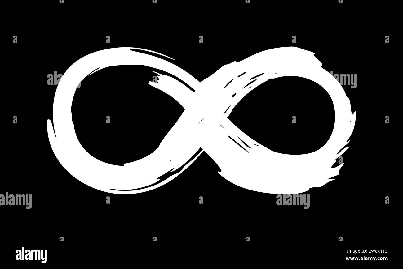 Infinity symbol. Hand painted with black paint. Grunge brush stroke ...