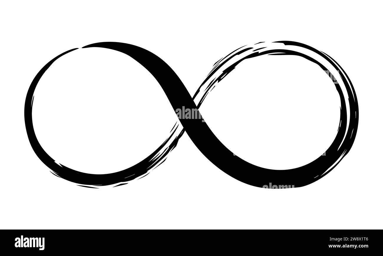 Infinity symbol hand painted with grunge brush stroke and black paint ...