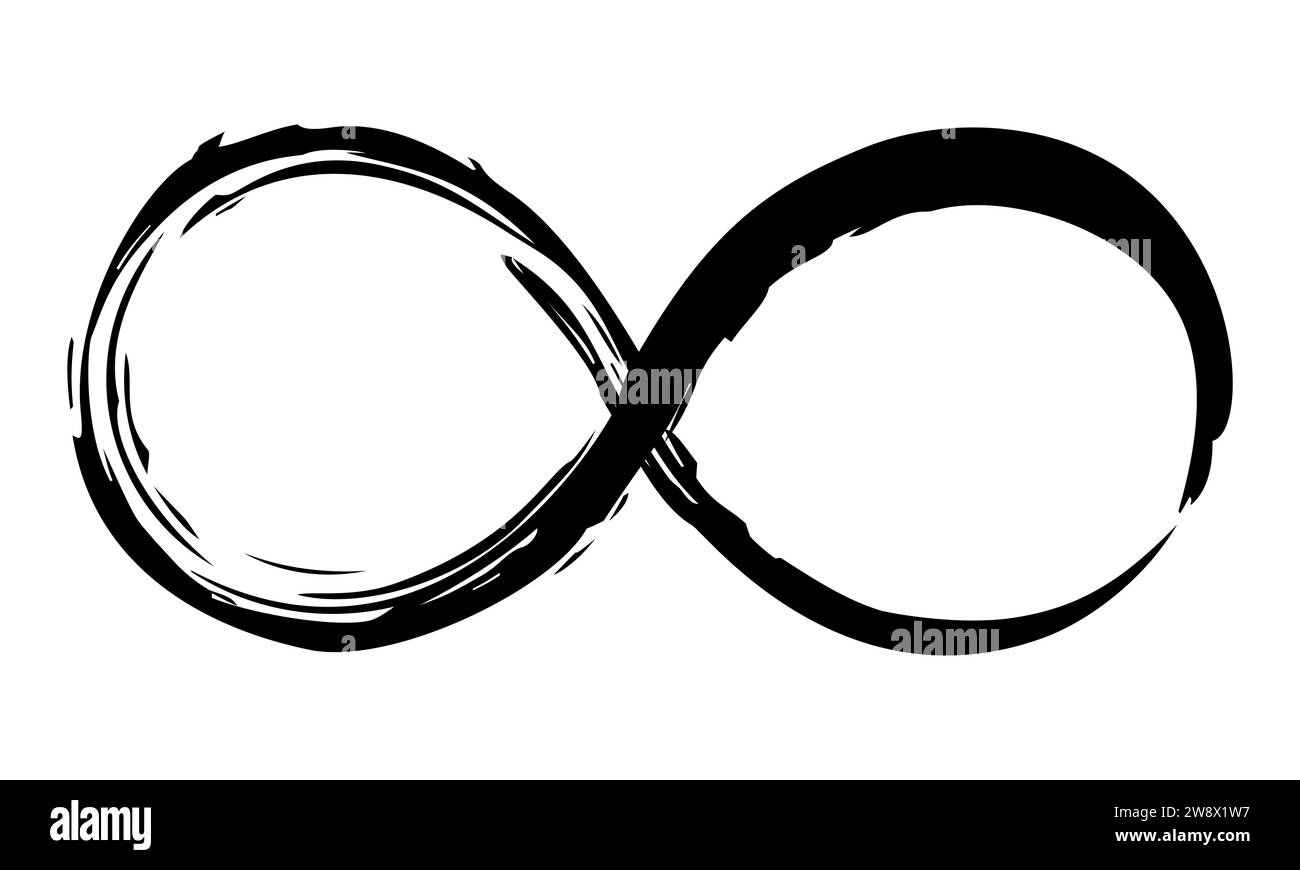 Infinity symbol hand painted with grunge brush stroke and black paint ...